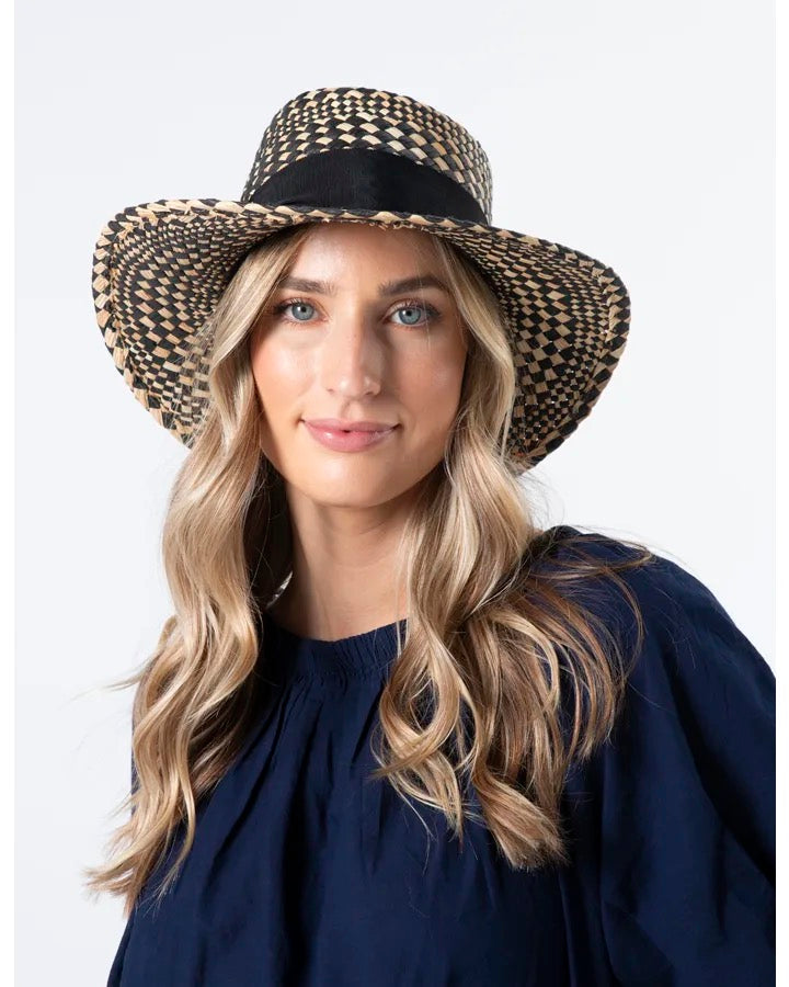 Straw Hat Diamond Check Black – The Rock Box Store